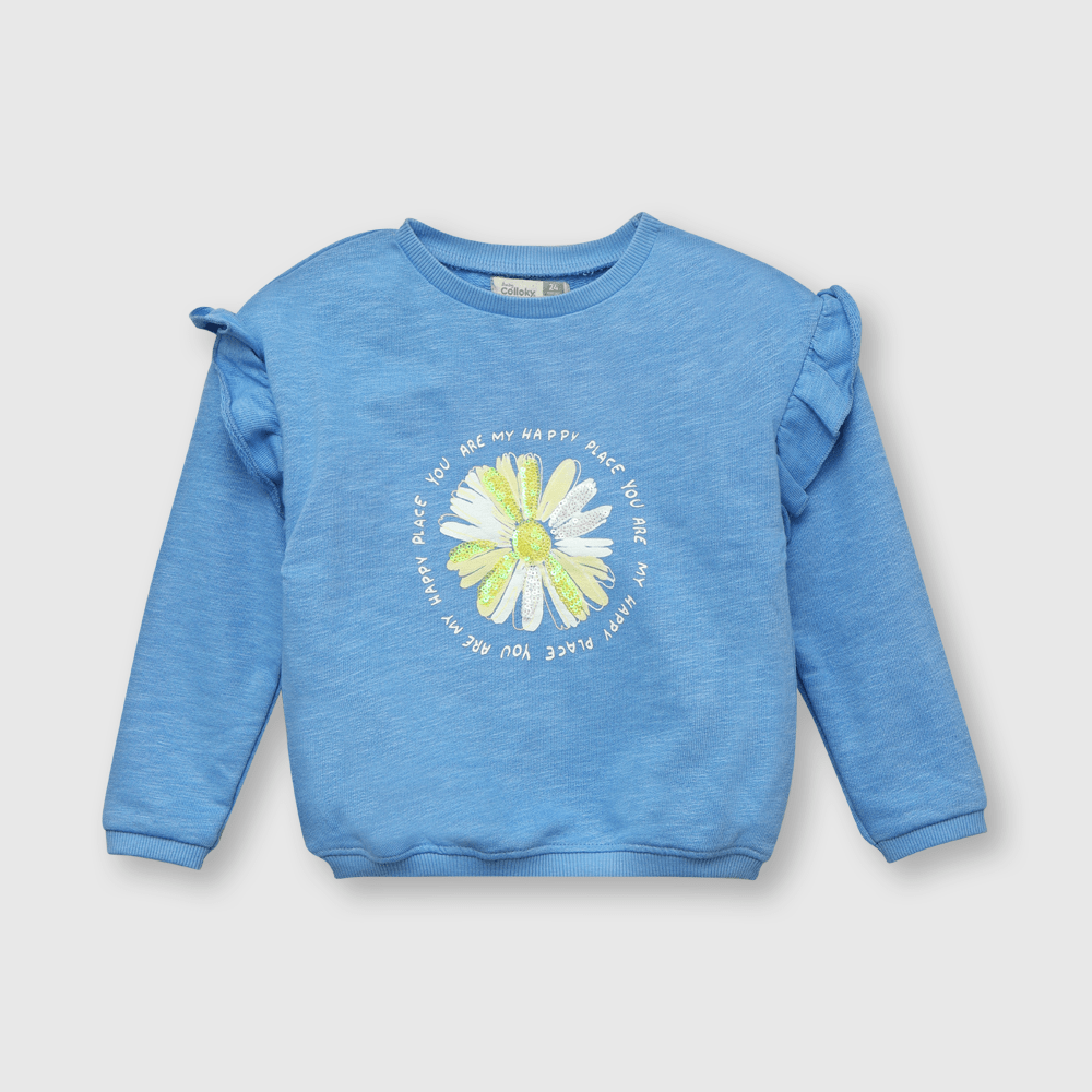 Polerón de bebe niña margarita azul